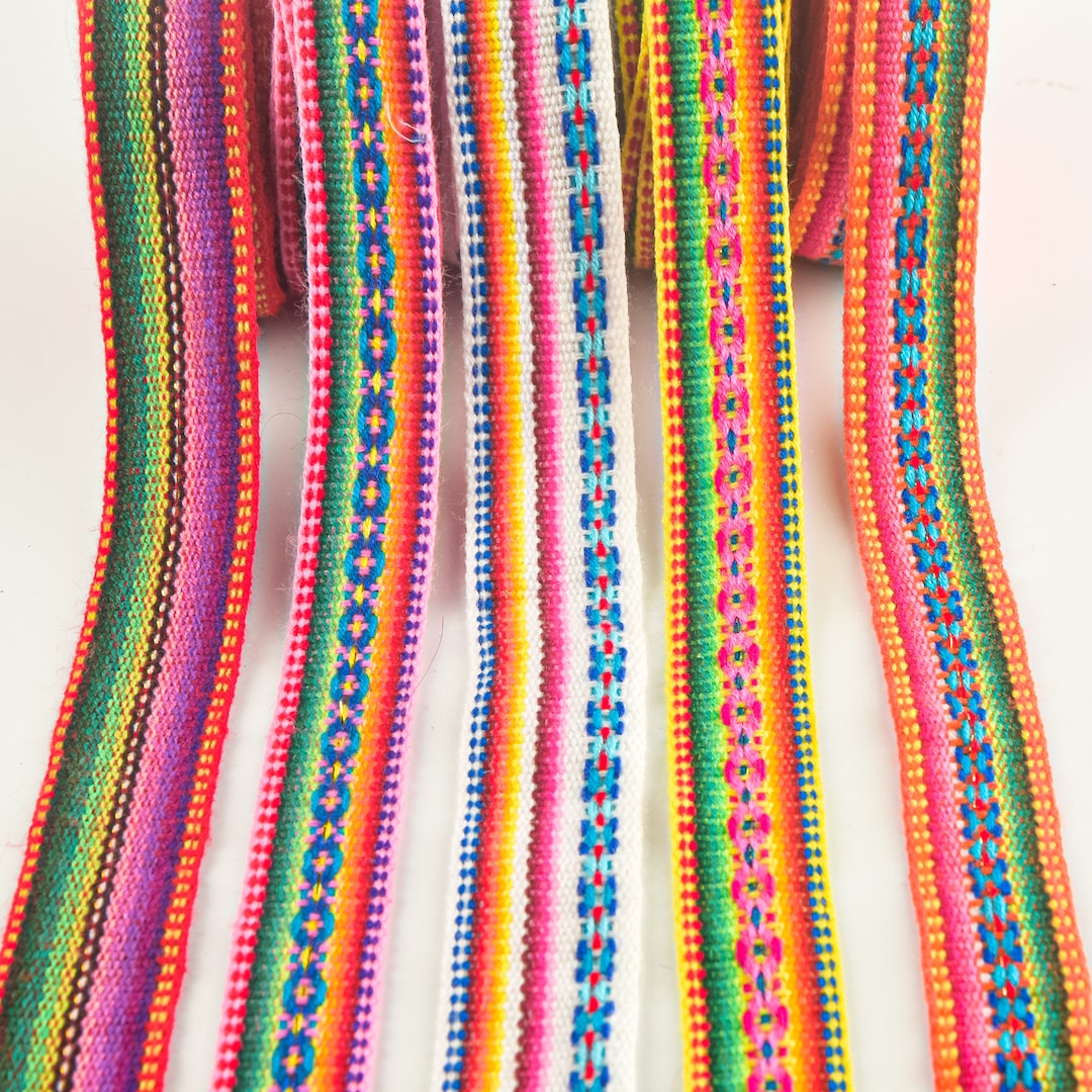 Peruvian Geometric Jacquard Ribbon - Ethnic Trim, DIY Craft Supply (50m ...