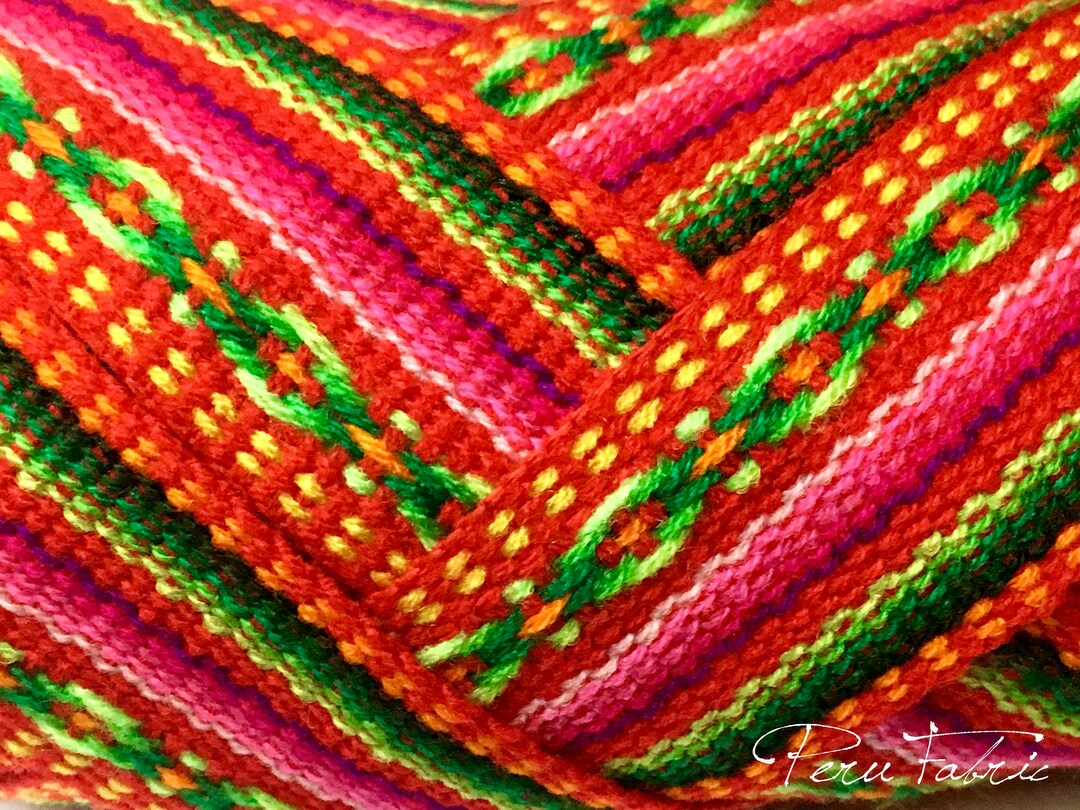 Tribal Red Geometric Ribbon, 10m Decorative Peruvian Trim, Ideal for ...