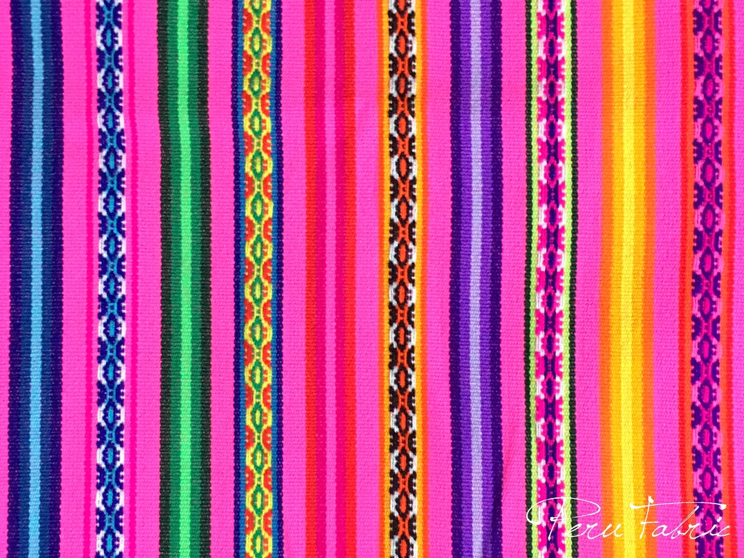 Pink Bright Peruvian Fabric by Yard Boho Fabric Stripy - Etsy