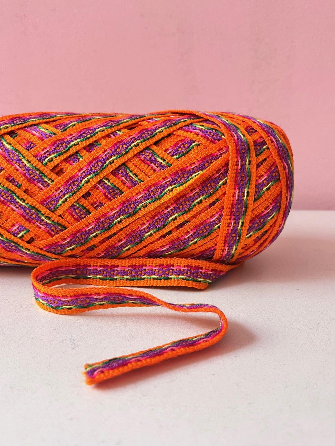Inca Peru Woven Ribbon – Orange Purple Geometric Jacquard Trim - Etsy