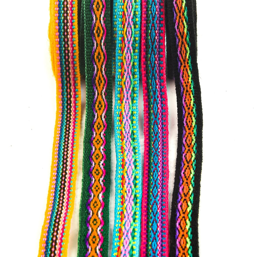 PACK OF 5 Peruvian Geometric Corlorful Ribbons , Aztec Ethnic Ribbon ...
