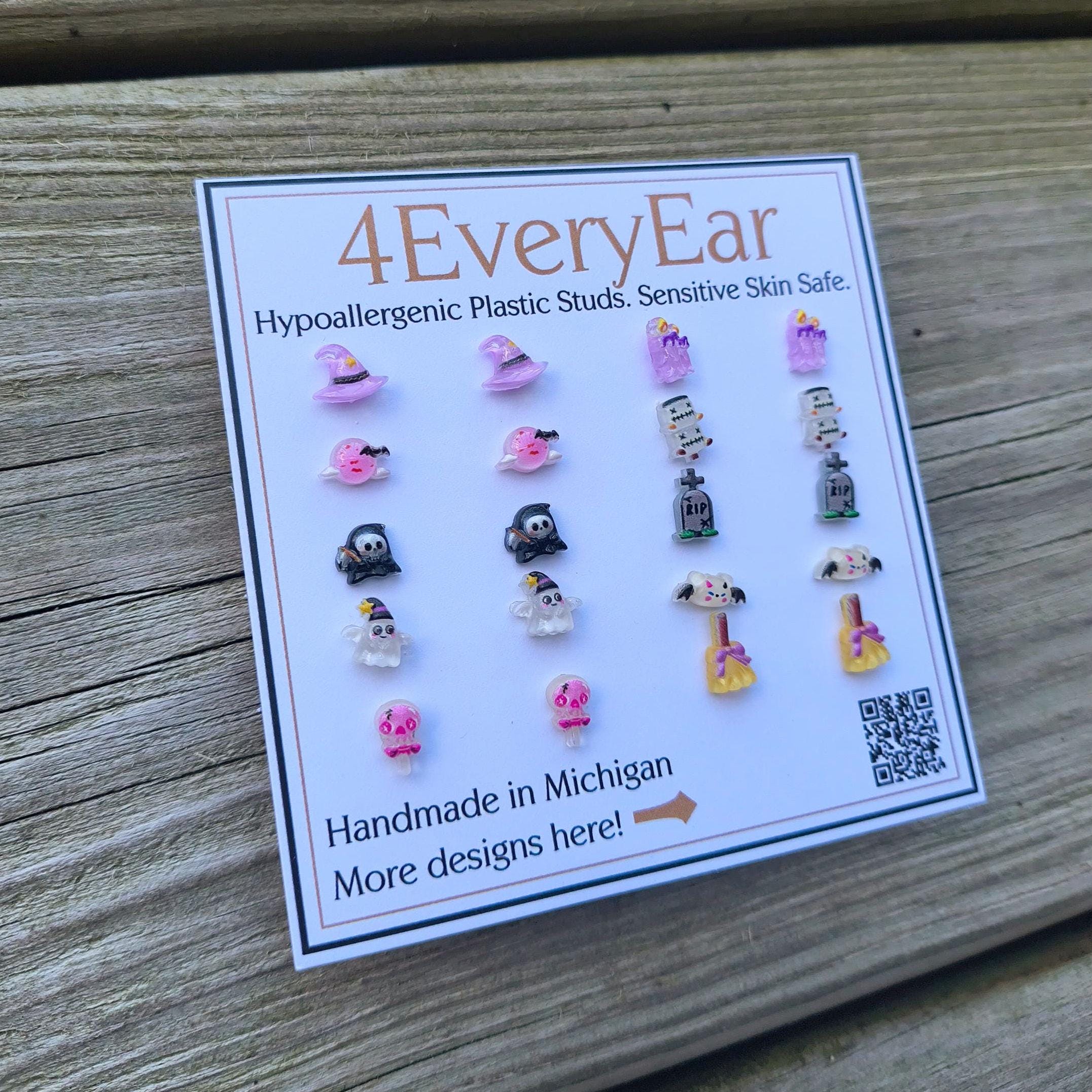 Dainty Halloween Earrings Cute Spooky Studs | Hypoallergenic Plastic ...
