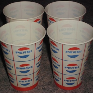 4 Vintage 70s PEPSI Logo Paper Cups - Etsy