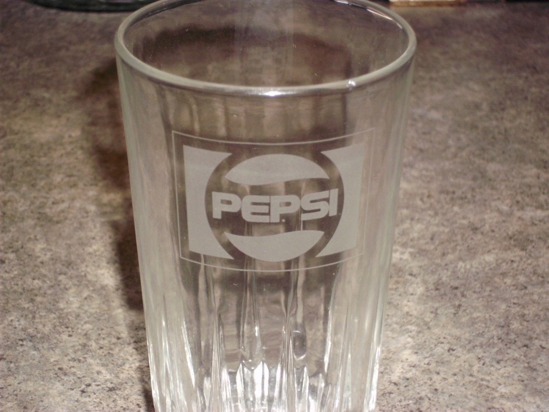 Vintage 80s Etched Logo Pepsi Cola Glass - Etsy
