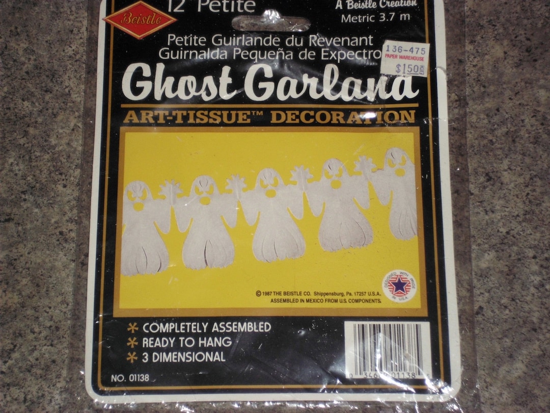 Vintage 80s Halloween - Beistle Art-tissue Paper Ghost Garland 12 Ft ...