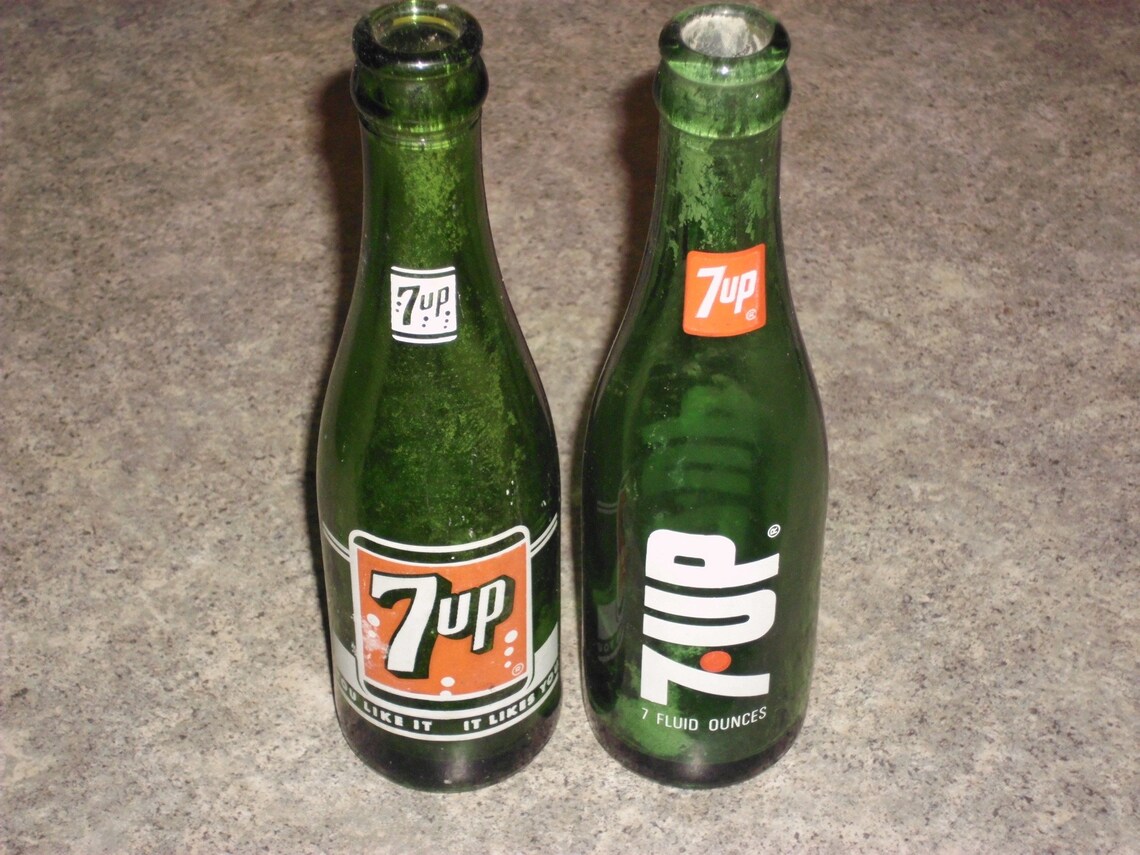 2 Vintage 70s 7up Bottles | Etsy