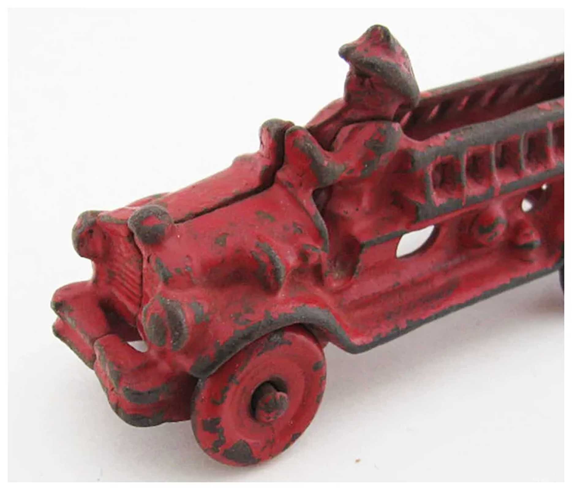 Vintage Red Cast Iron Toy Ladder Fire Truck - Etsy