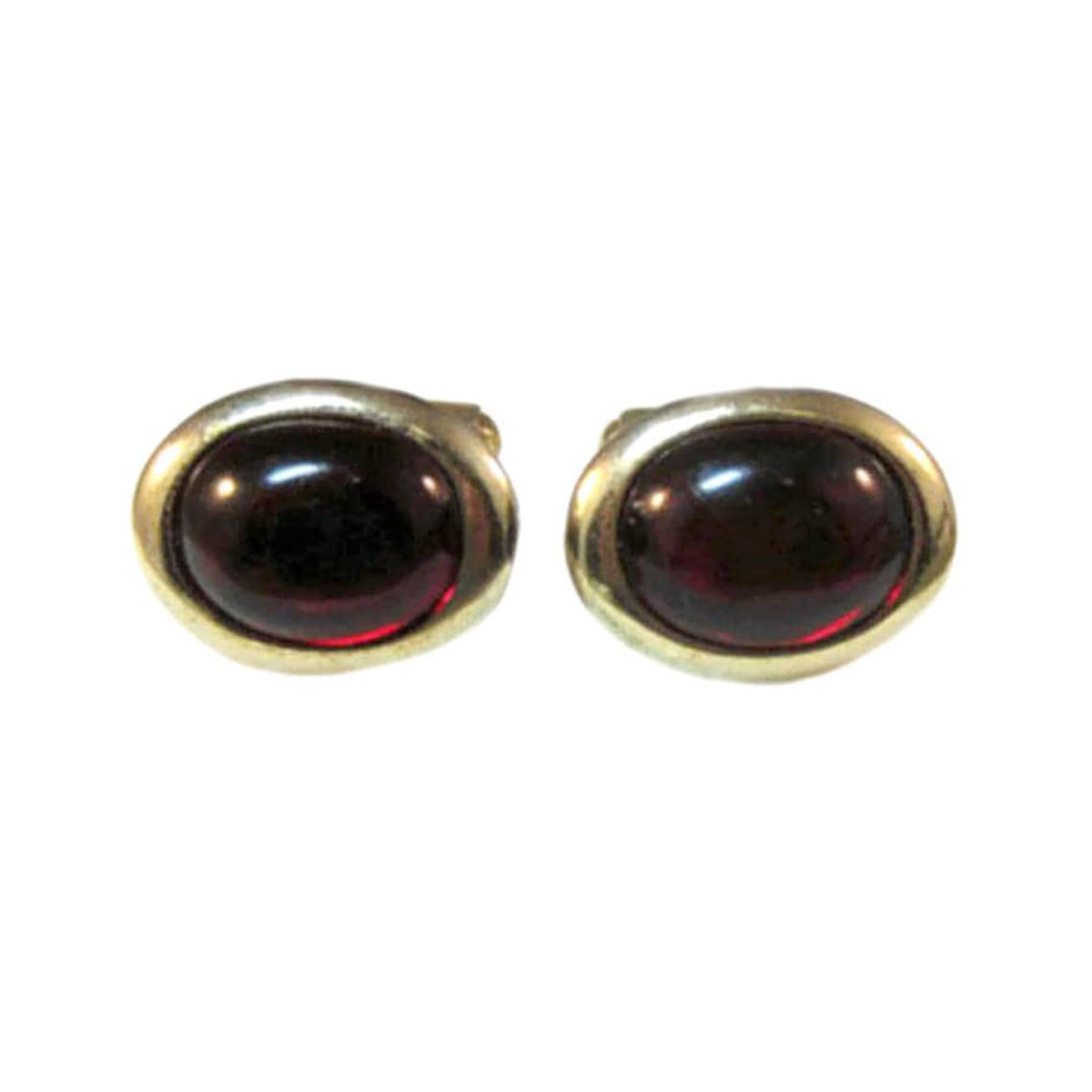 Anson Cuff Links / Red Glass Stones / Vintage Cufflinks / Collectible ...