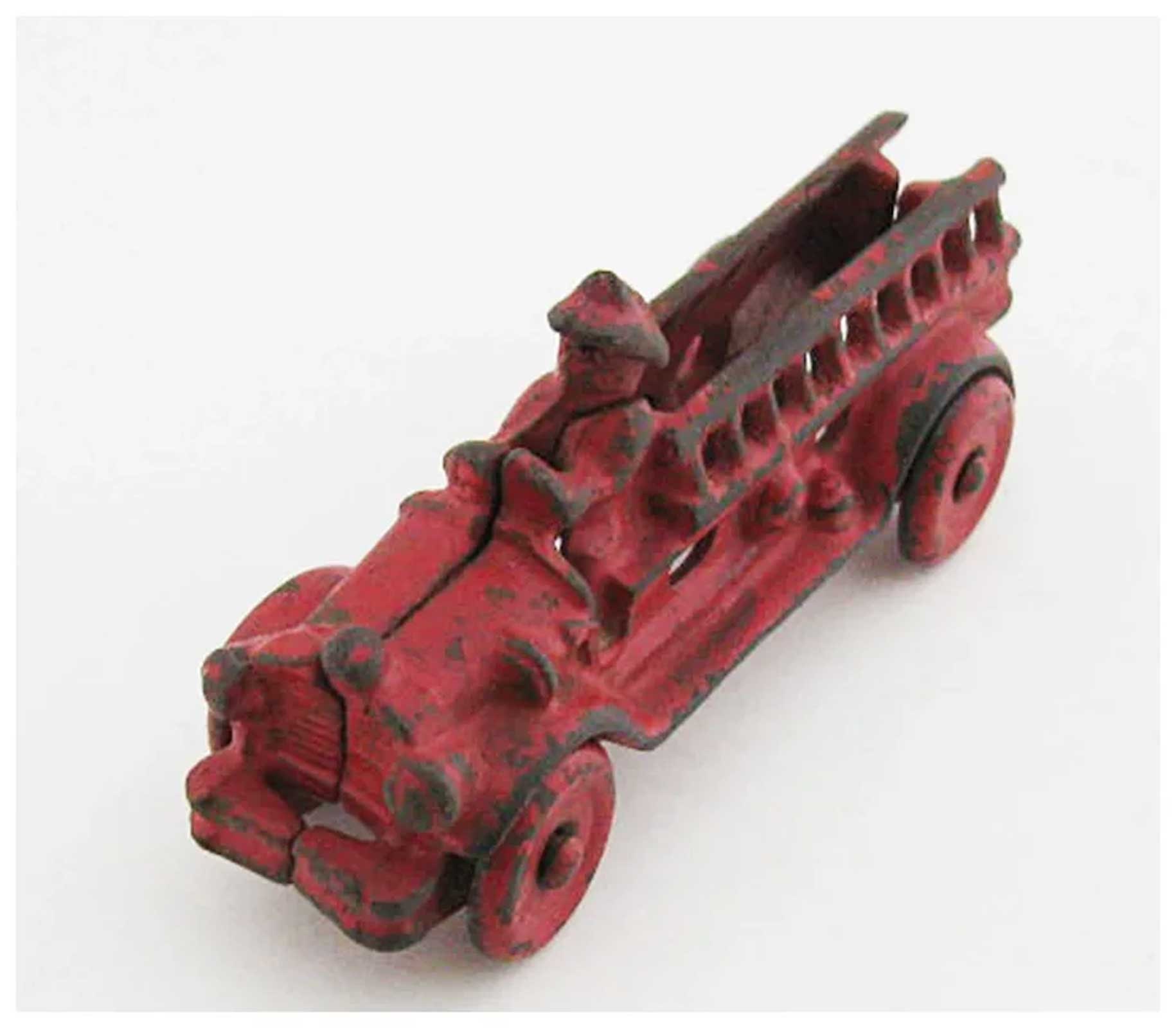 Vintage Red Cast Iron Toy Ladder Fire Truck - Etsy