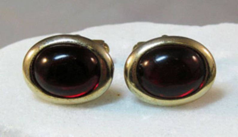 Anson Cuff Links / Red Glass Stones / Vintage Cufflinks / Collectible ...
