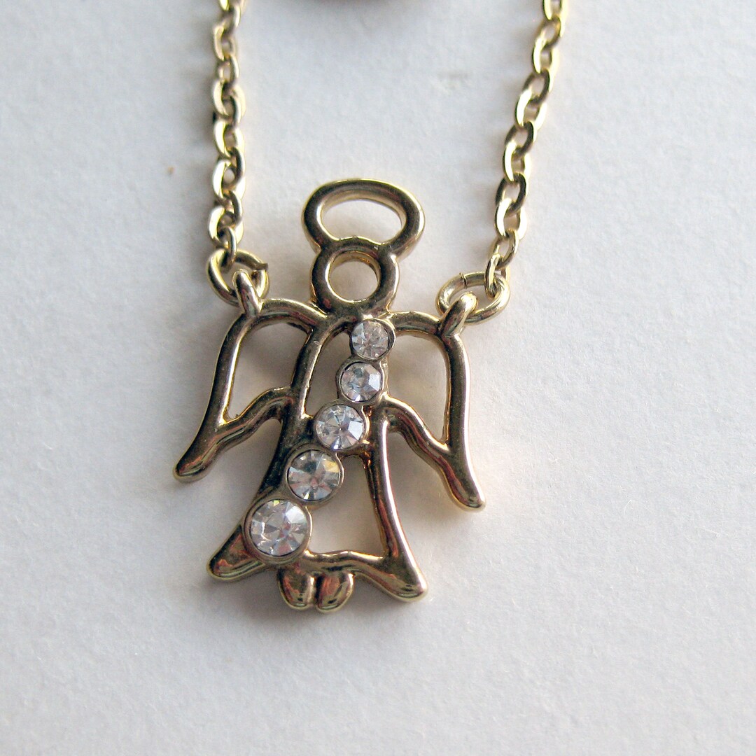 Vintage Avon Angel Necklace Angel With Rhinestones Collectible Jewelry ...