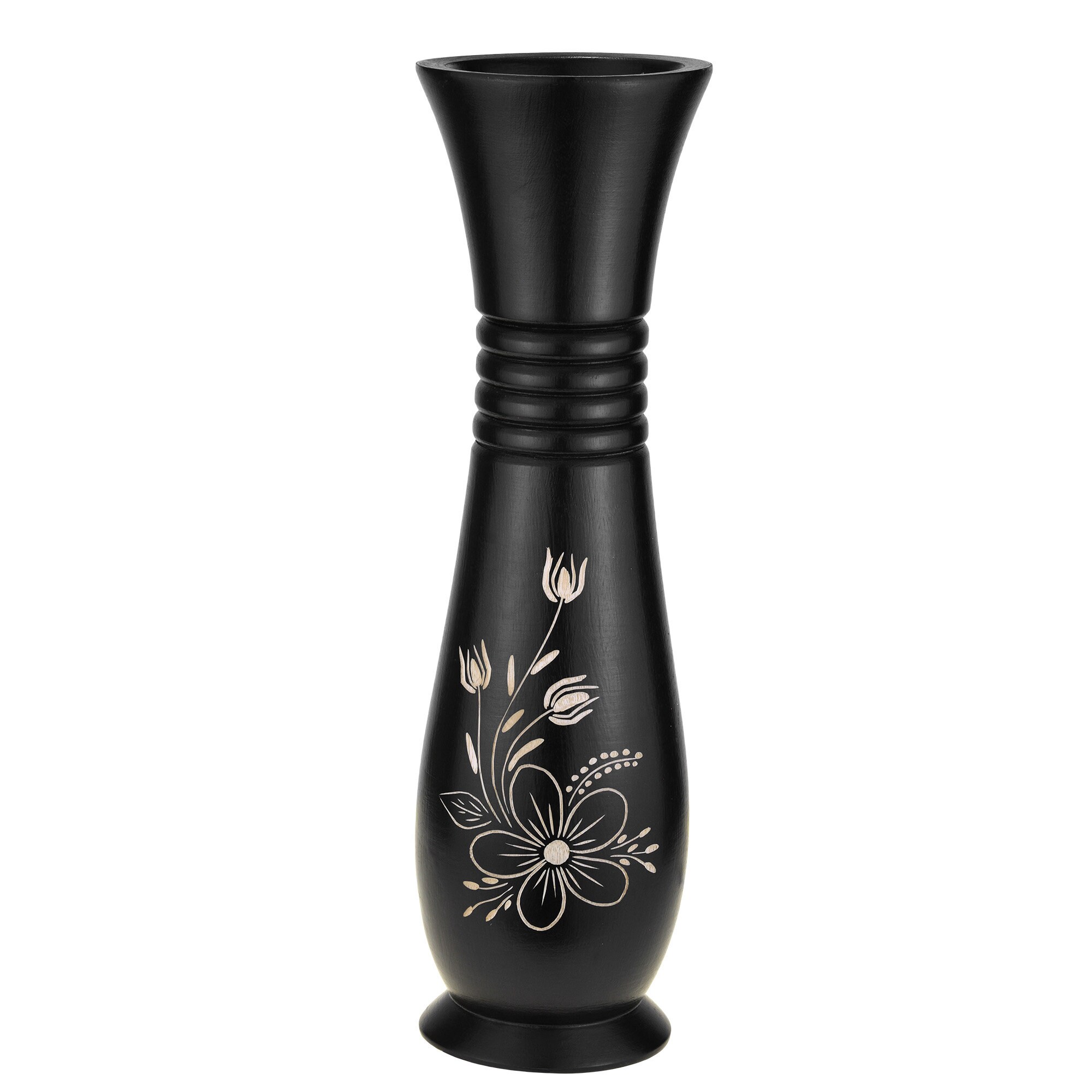 Elegant Black Wooden Vase in Mango Tree Wood With Touch of - Etsy