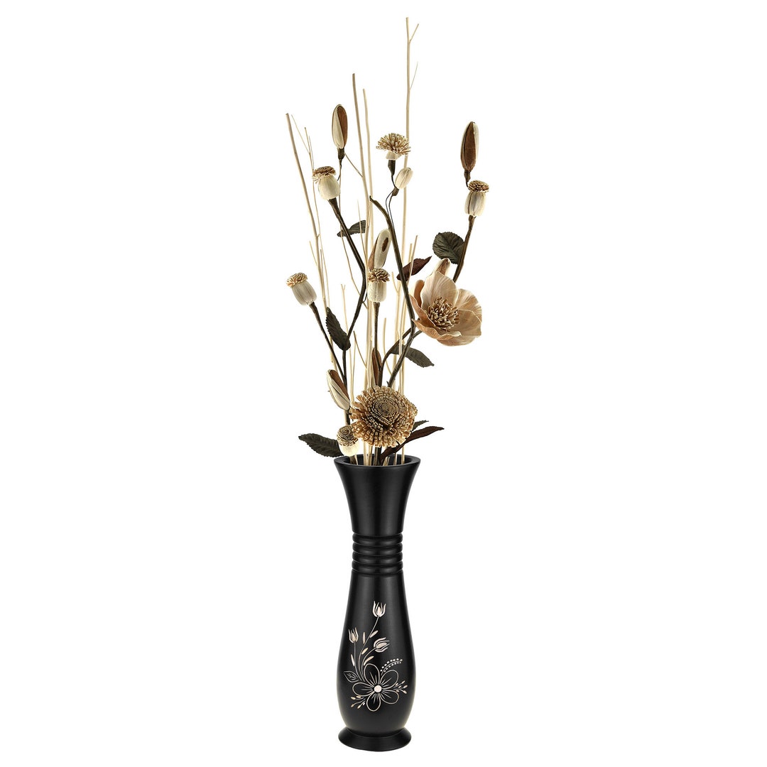Elegant Black Wooden Vase in Mango Tree Wood With Touch of - Etsy