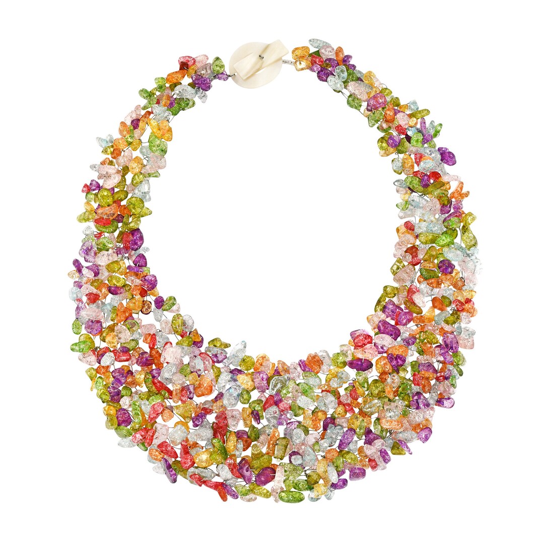 Aeravida Vintage Bohemian Rainbow Color Stone Beads Bib Etsy