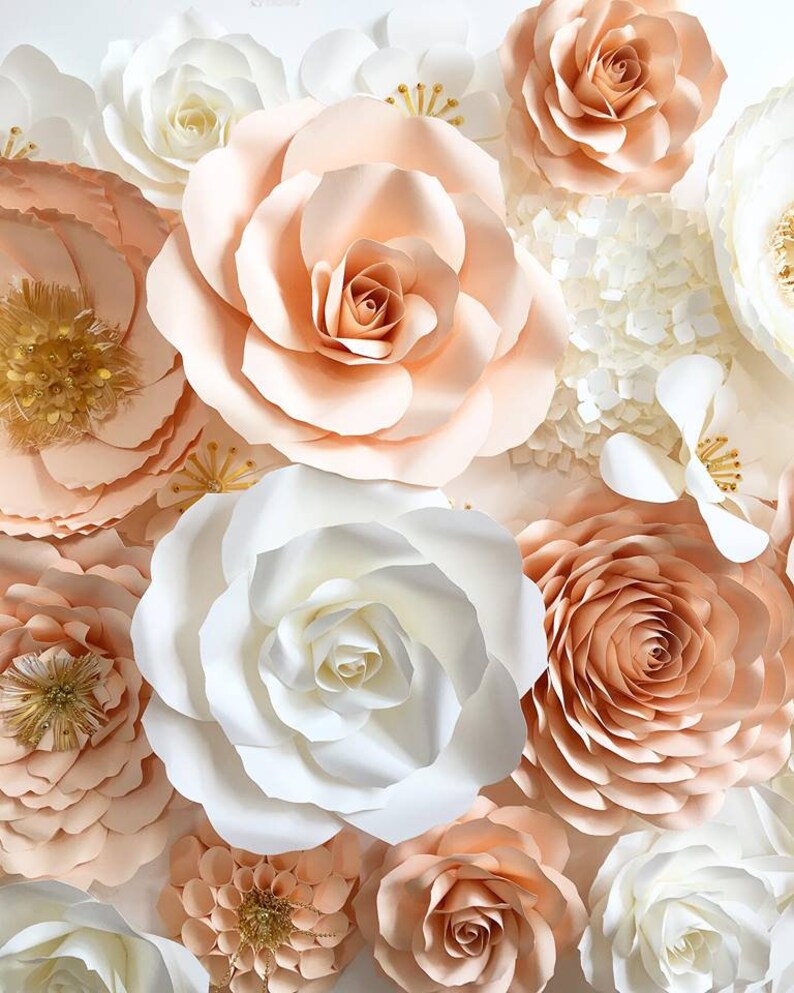 Blush Pink and Gold Paper Flower Backdrop - Etsy