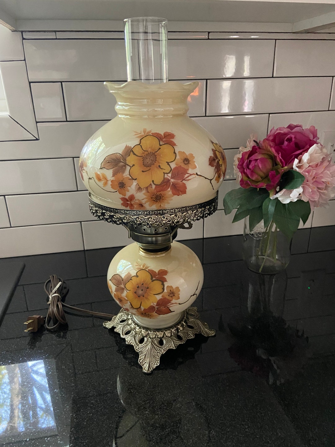Floral Gone With the Wind Electric Hurricane Lamp - Etsy