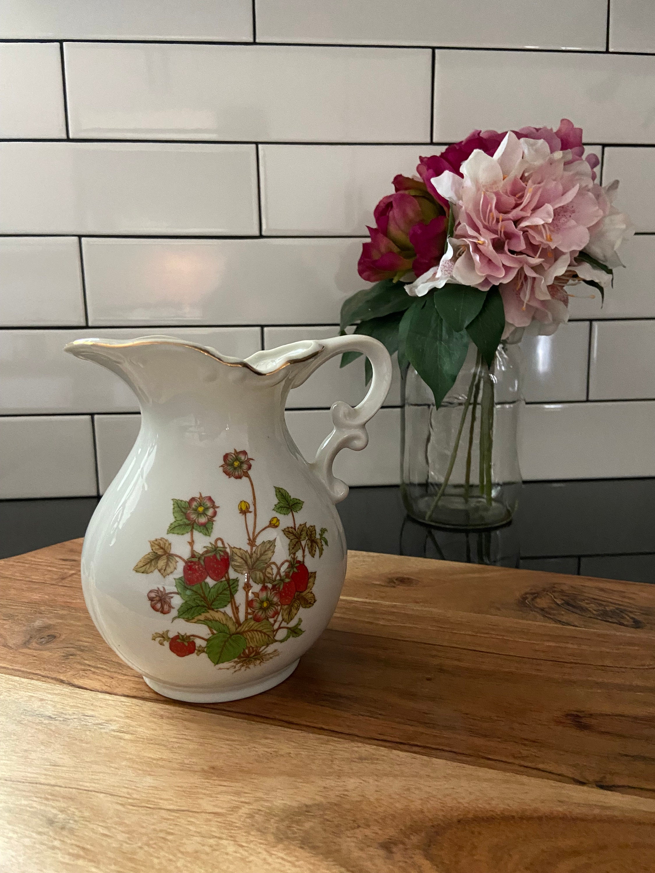 Small Strawberry Porcelain Pitcher - Etsy