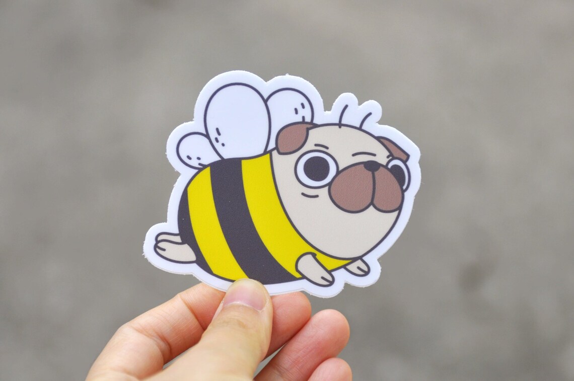Pug bee pug vinyl sticker | Etsy