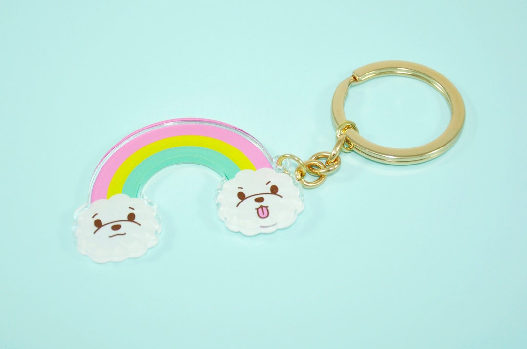 Rainbow Bichon Keychain Bichon Frise Key Chain Bechon Dog - Etsy