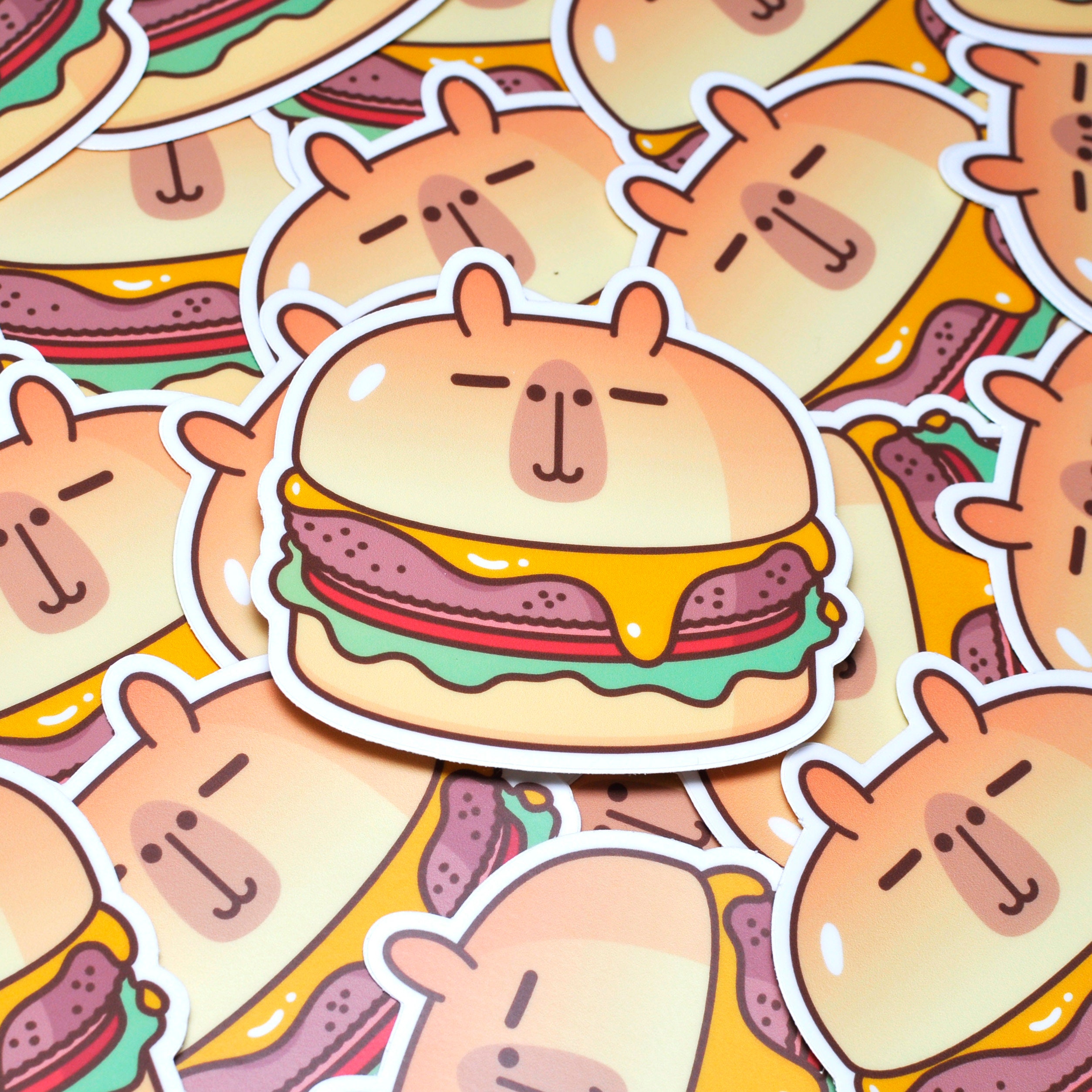 Moonch the Capybara Cheeseburger Vinyl Sticker - Etsy