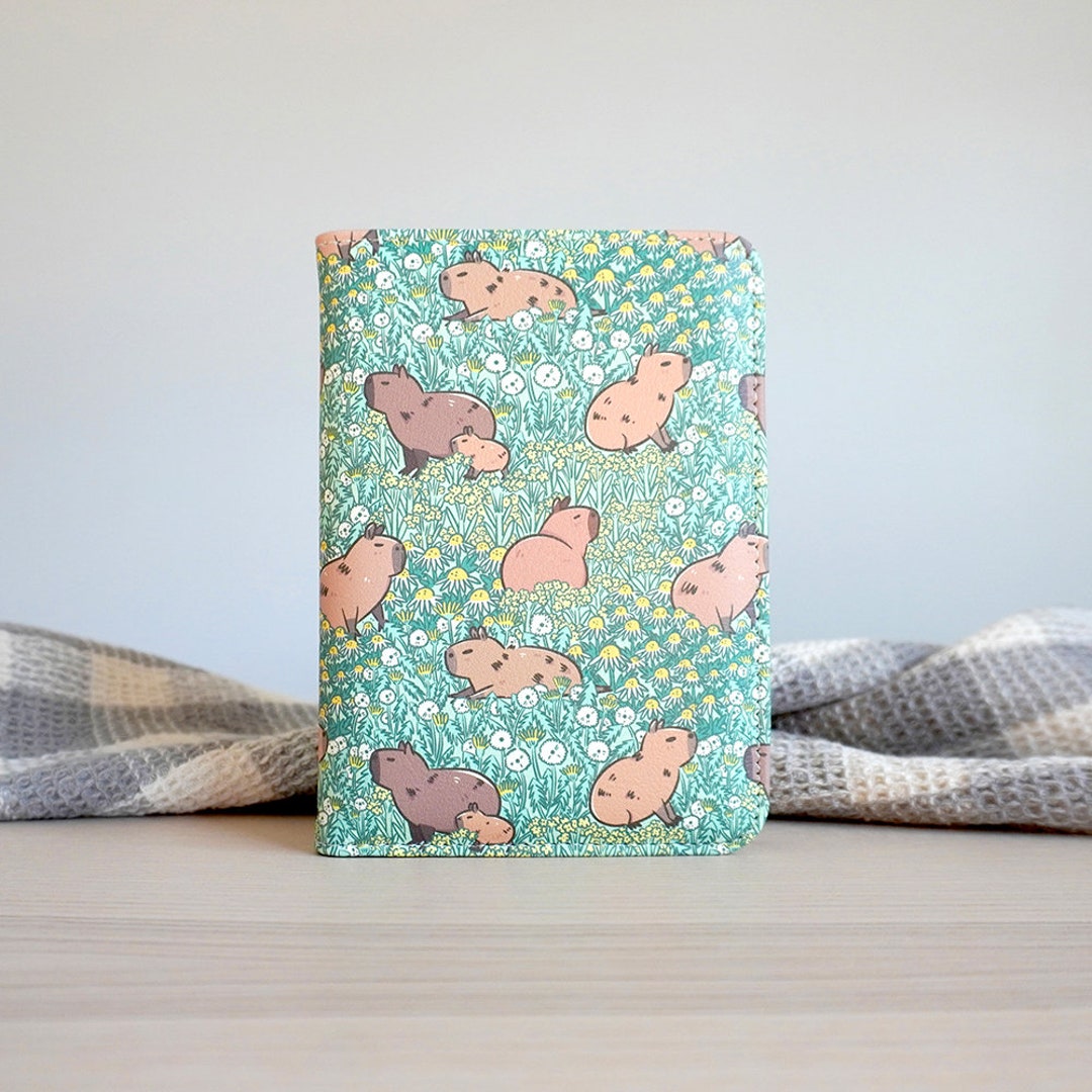 Capybara Passport Wallet Featuring Noristudio Capybara Meadow Pattern ...