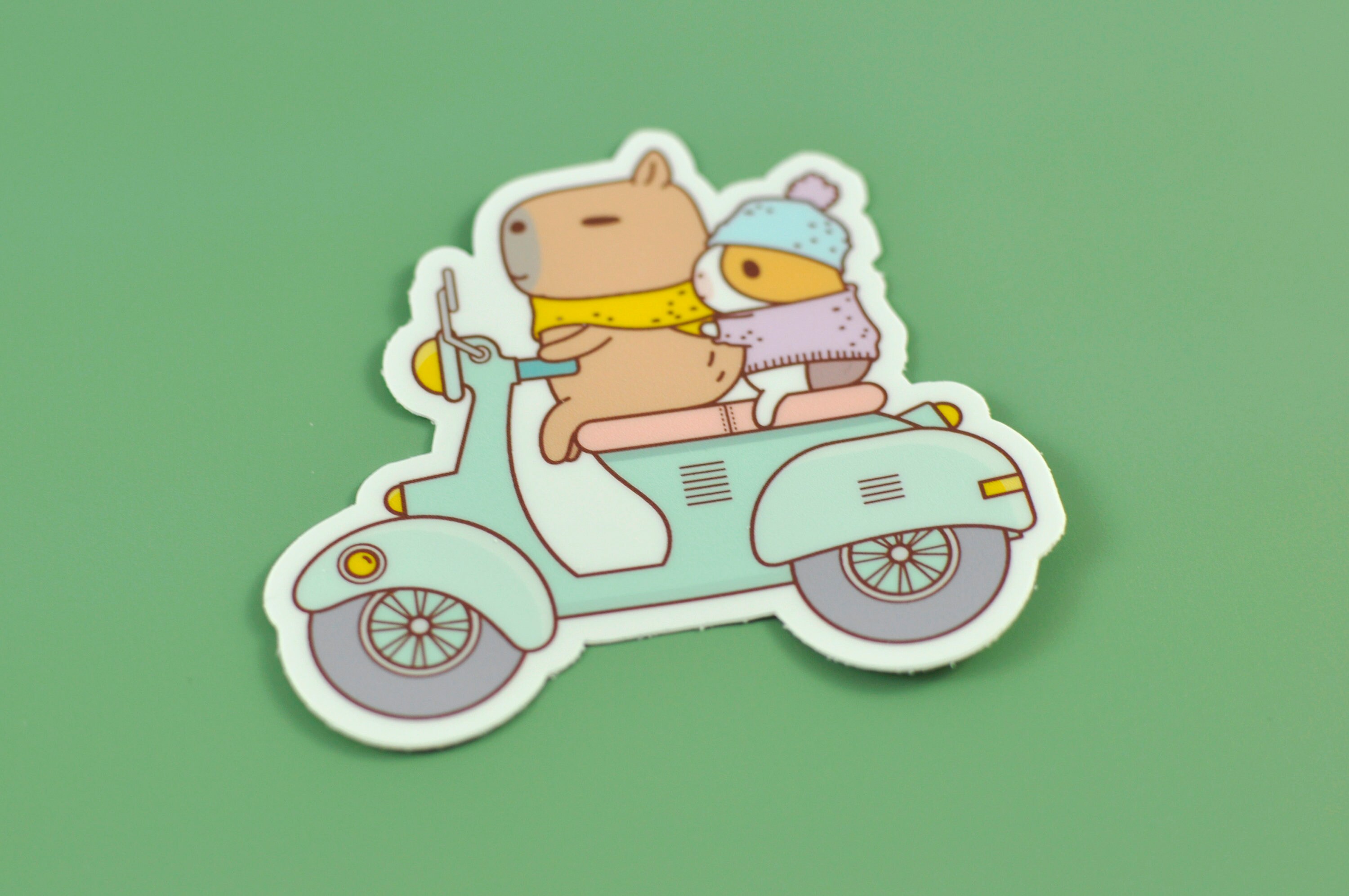 Bubu and Mooch Riding Scooter Vinyl Sticker Guinea Pig Sticker Capybara ...