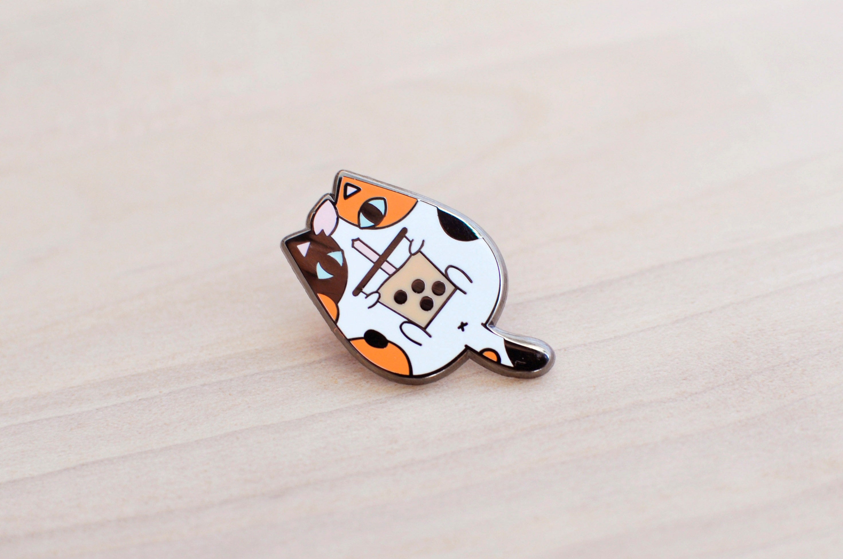 Calico Cat and Bubble Tea Enamel Pin | Etsy