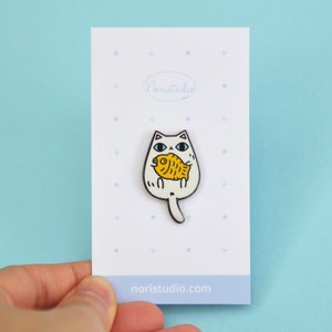 Cat Lover Gift, White Cat Enamel Pin, White Cat Pin, Cute Cat Pin for ...