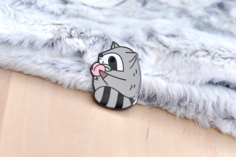 Cute Raccoon Enamel Pin by Noristudio - Etsy
