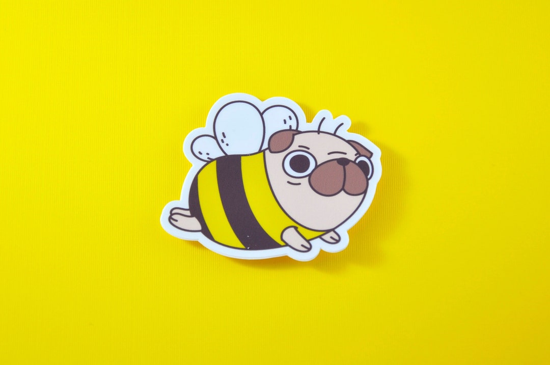 Pug Bee Pug Vinyl Sticker - Etsy