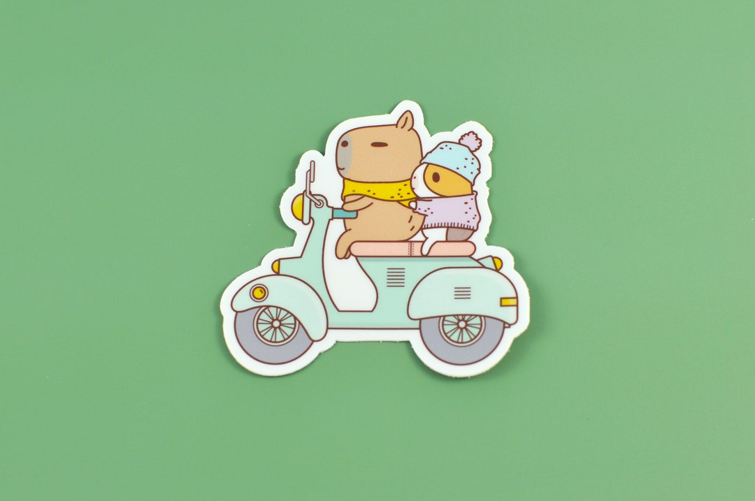 Bubu and Mooch Riding Scooter Vinyl Sticker Guinea Pig Sticker Capybara ...