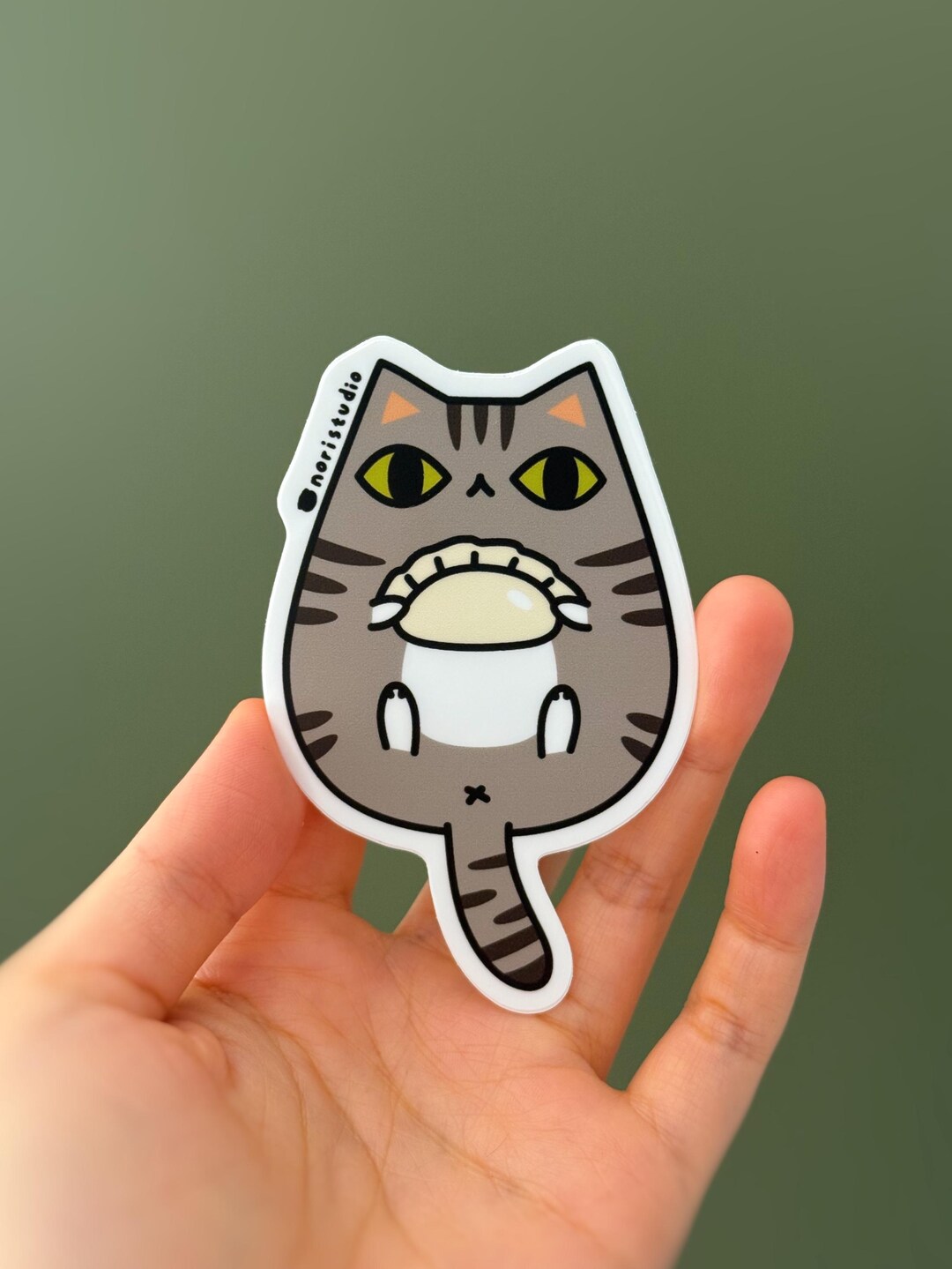 Classic Tabby Cat With Chinese Dumpling Vinyl Sticker - Etsy