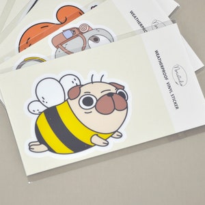 Pug Bee Pug Vinyl Sticker - Etsy