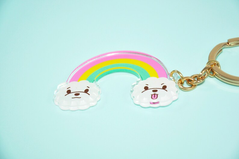 Rainbow Bichon Keychain Bichon Frise Key Chain Bechon Dog - Etsy