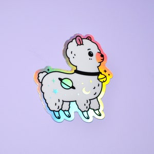 Galaxy Alpaca Holographic Vinyl Sticker for Water Bottles, Cars ...