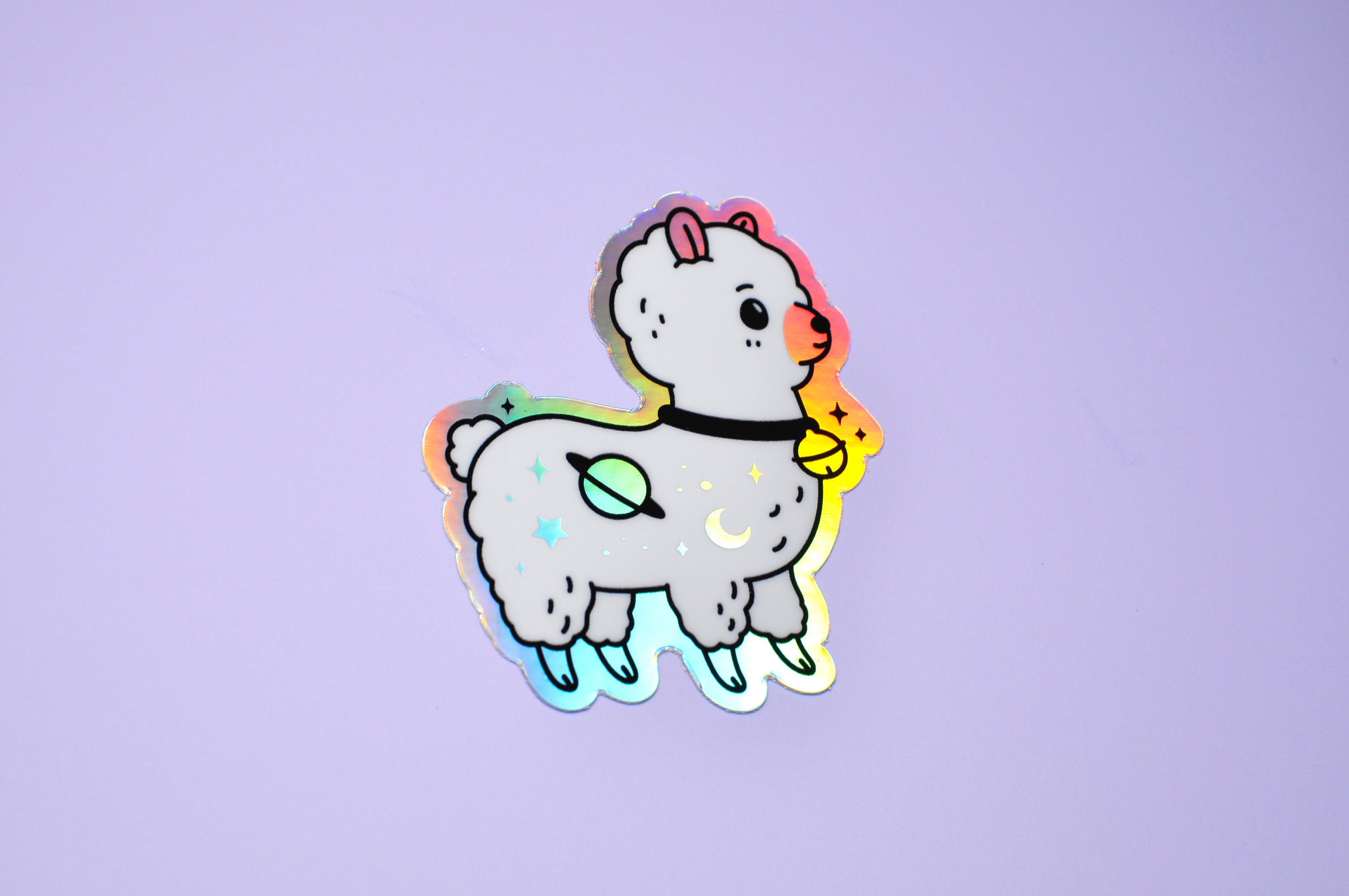 Galaxy Alpaca Holographic Vinyl Sticker for Water Bottles - Etsy