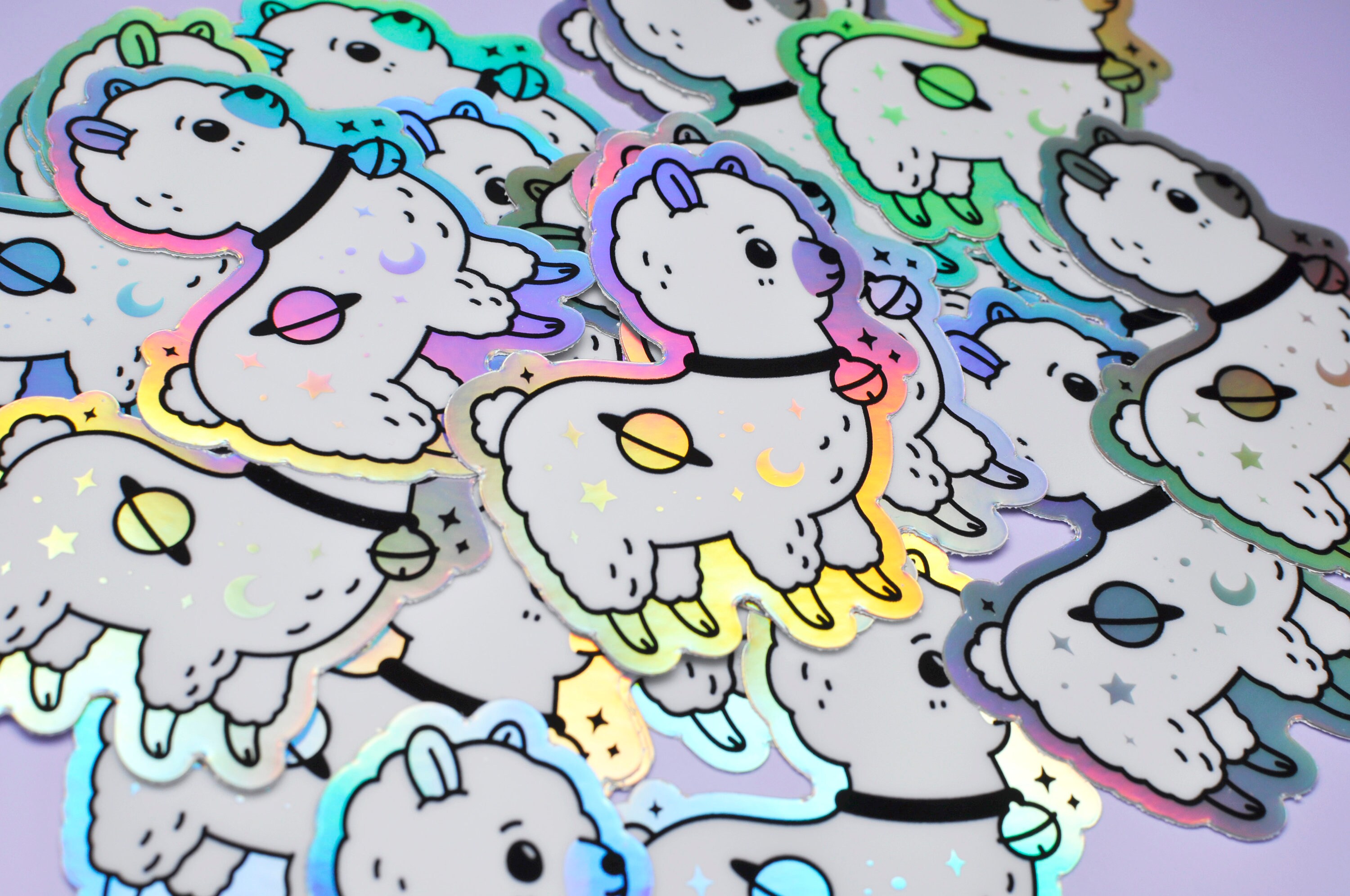 Galaxy Alpaca Holographic Vinyl Sticker for Water Bottles - Etsy