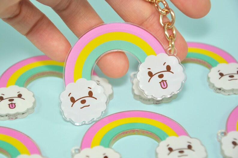 Rainbow Bichon Keychain Bichon Frise Key Chain Bechon Dog - Etsy