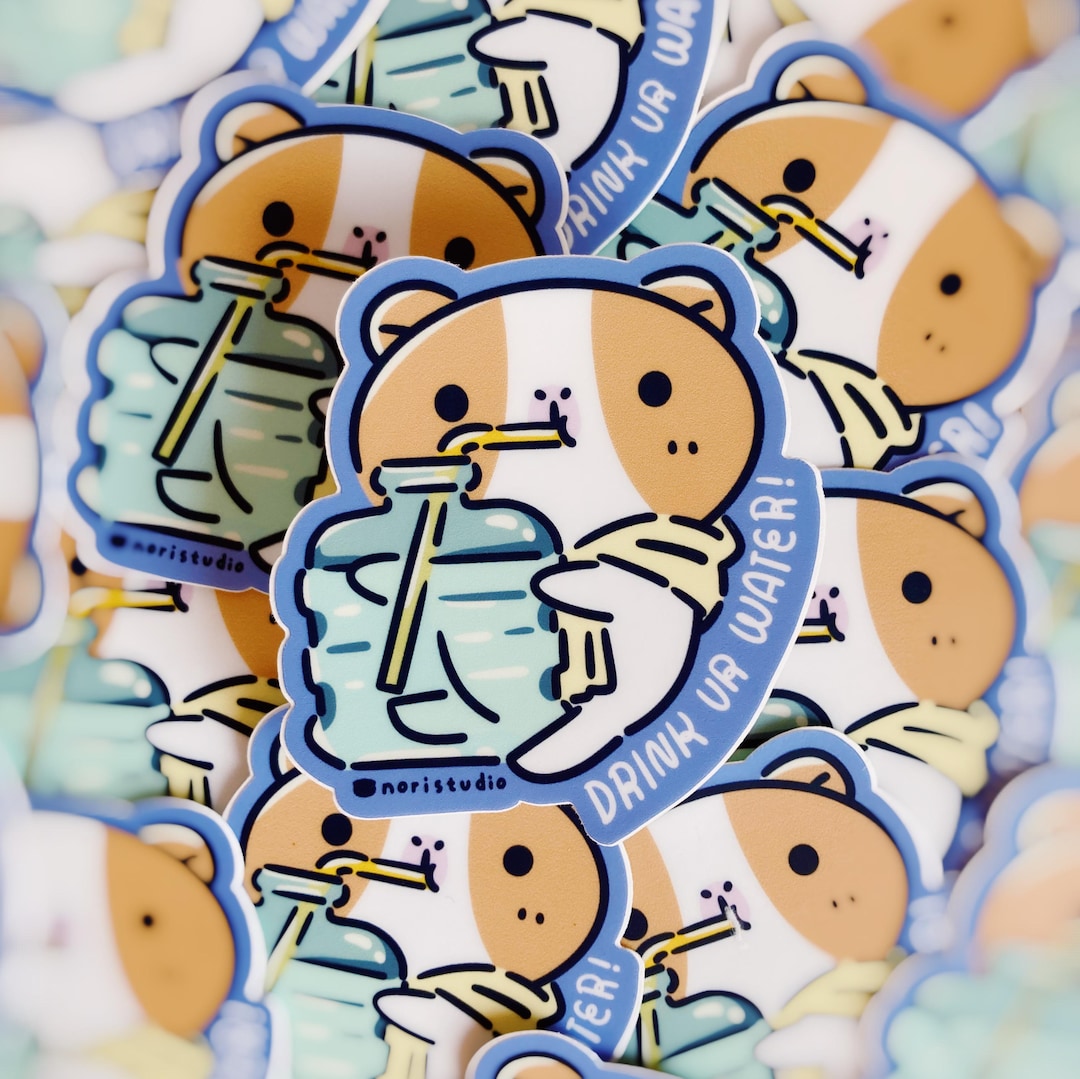 Bubu the Guinea Pig Drink Your Water Vinyl Sticker - Etsy