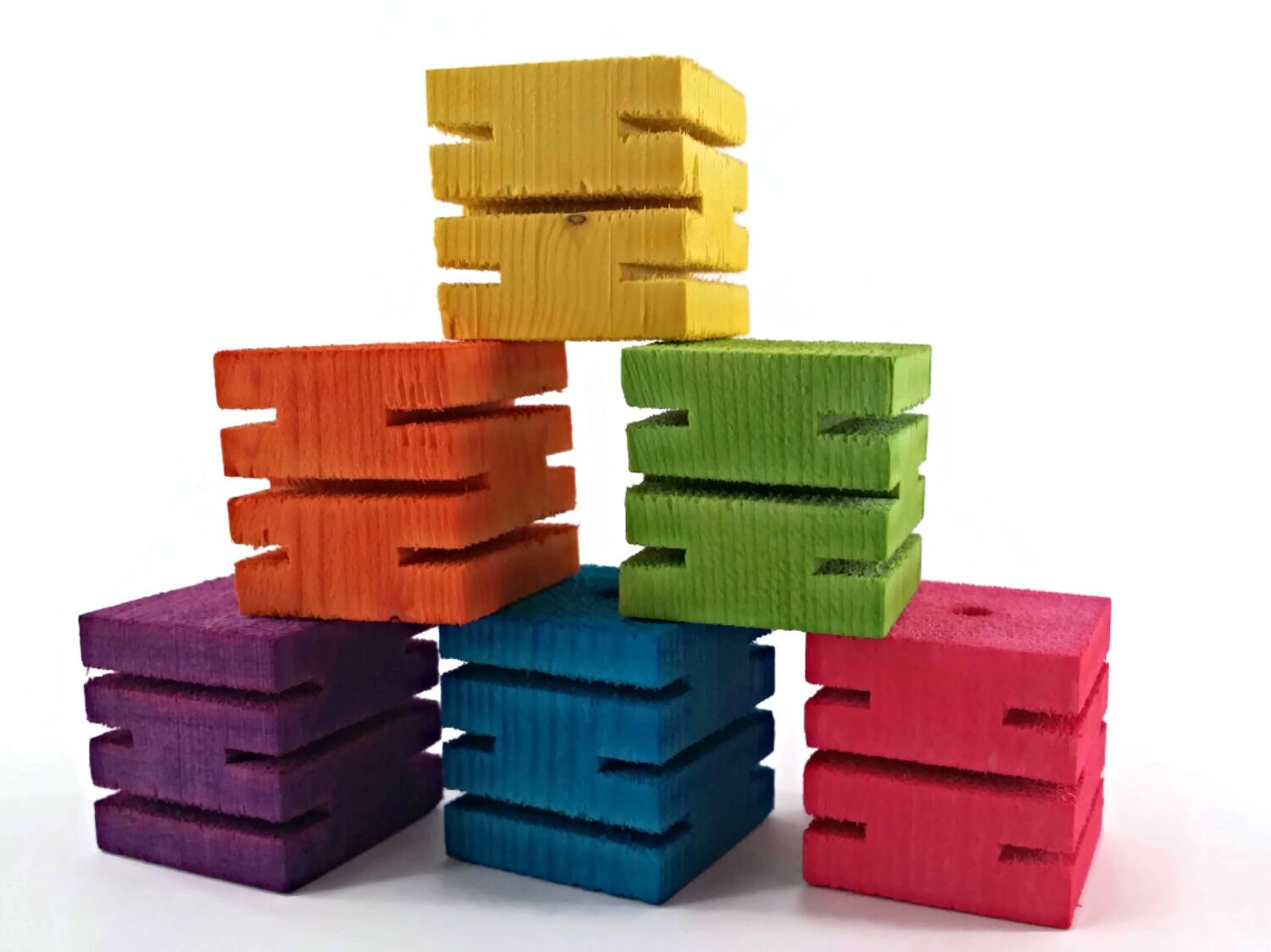 Parrots 5 Pack Large Groovy Wood Foraging Blocks for Bird Toys ...