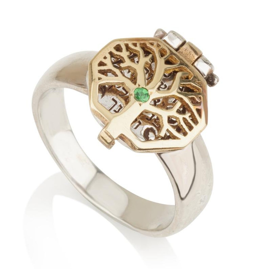 Tree of Life Priestly Blessing Kabbalah Ring in 14K Gold and Silver ...