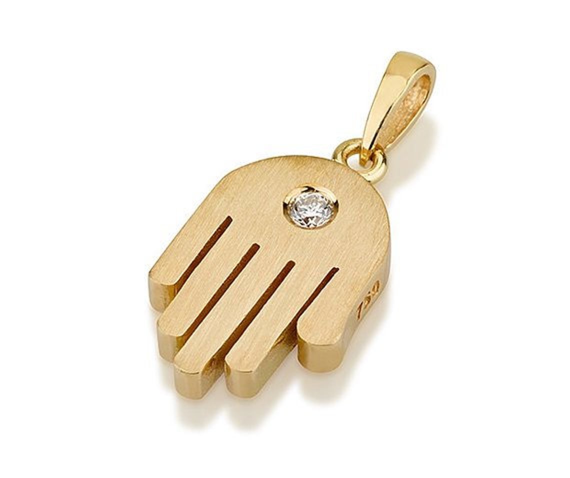 Diamond Hamsa 18k Gold Pendant Solid 18k Yellow Gold Hamsa | Etsy