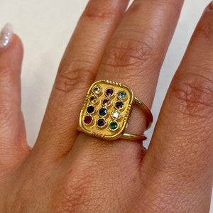 14K Gold Hoshen Ring, Gemstone Ring, Solid Gold Ring, Choshen Ring, 12 ...