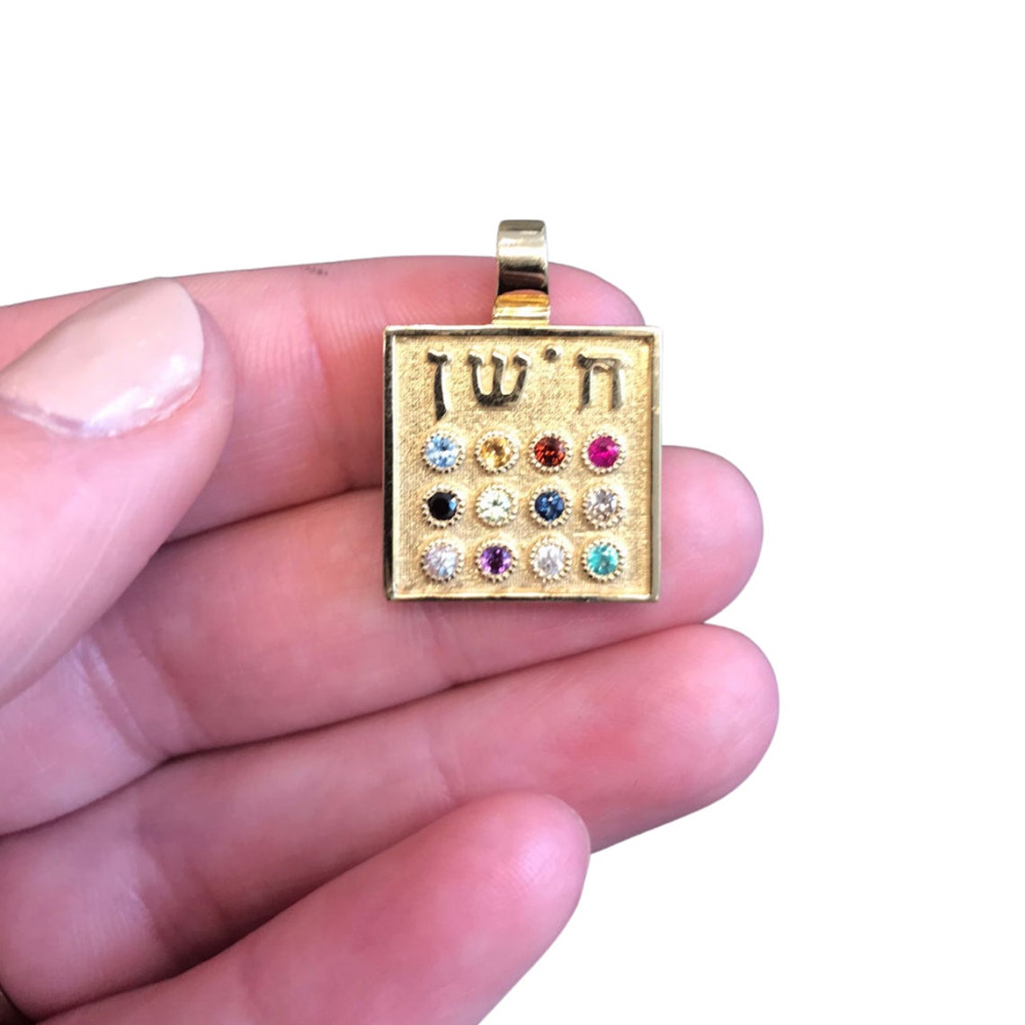 Choshen Pendant in 14k Gold With Precious and Semi-precious - Etsy Israel