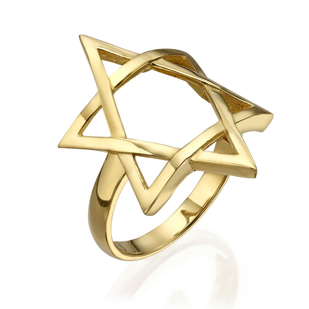 Large Star of David Ring in 14k Gold, Jewish Magen David Ring, Gold ...