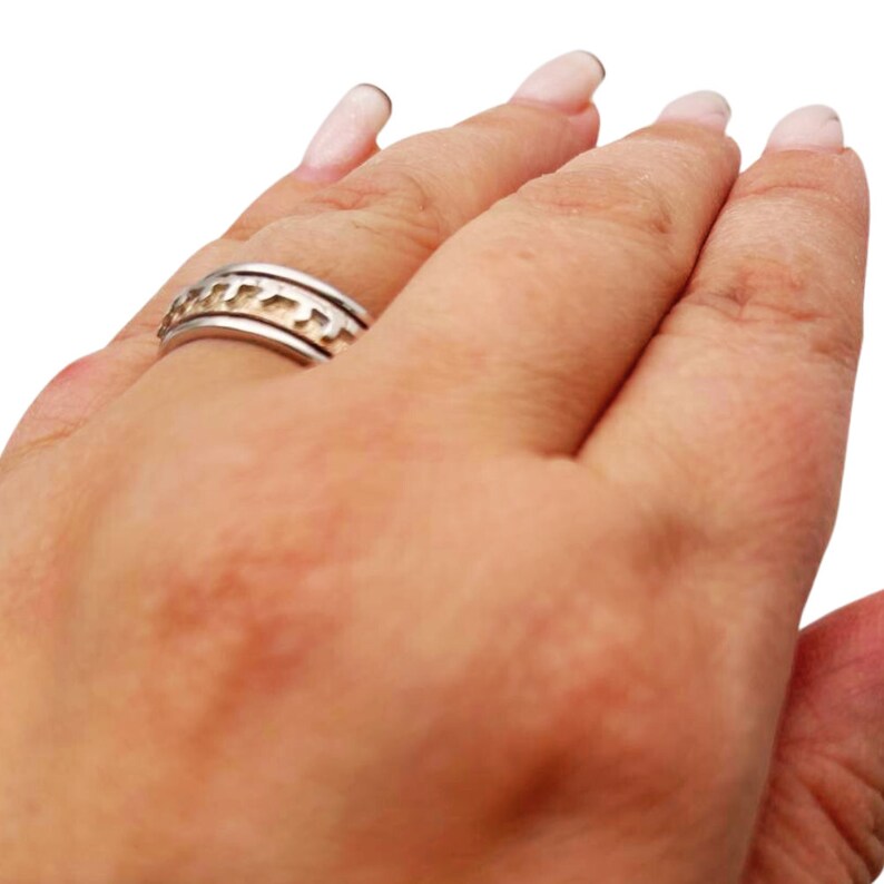 Hebrew Spinner Ring, Shema Ring, 14k White and Rose Gold Hebrew Wedding ...