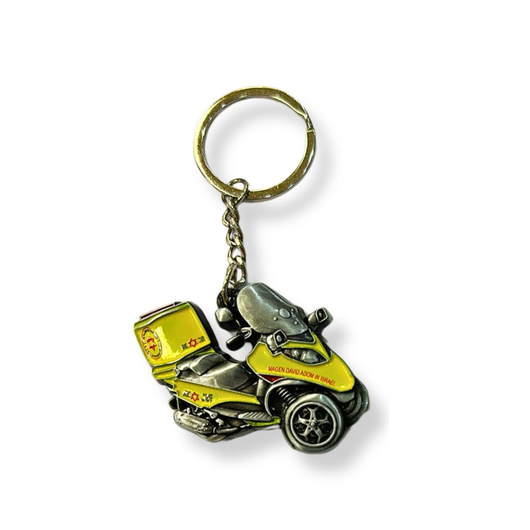 MDA Israel Keychain, Magen David Adom Motorcycle Metal Keychain, Red ...