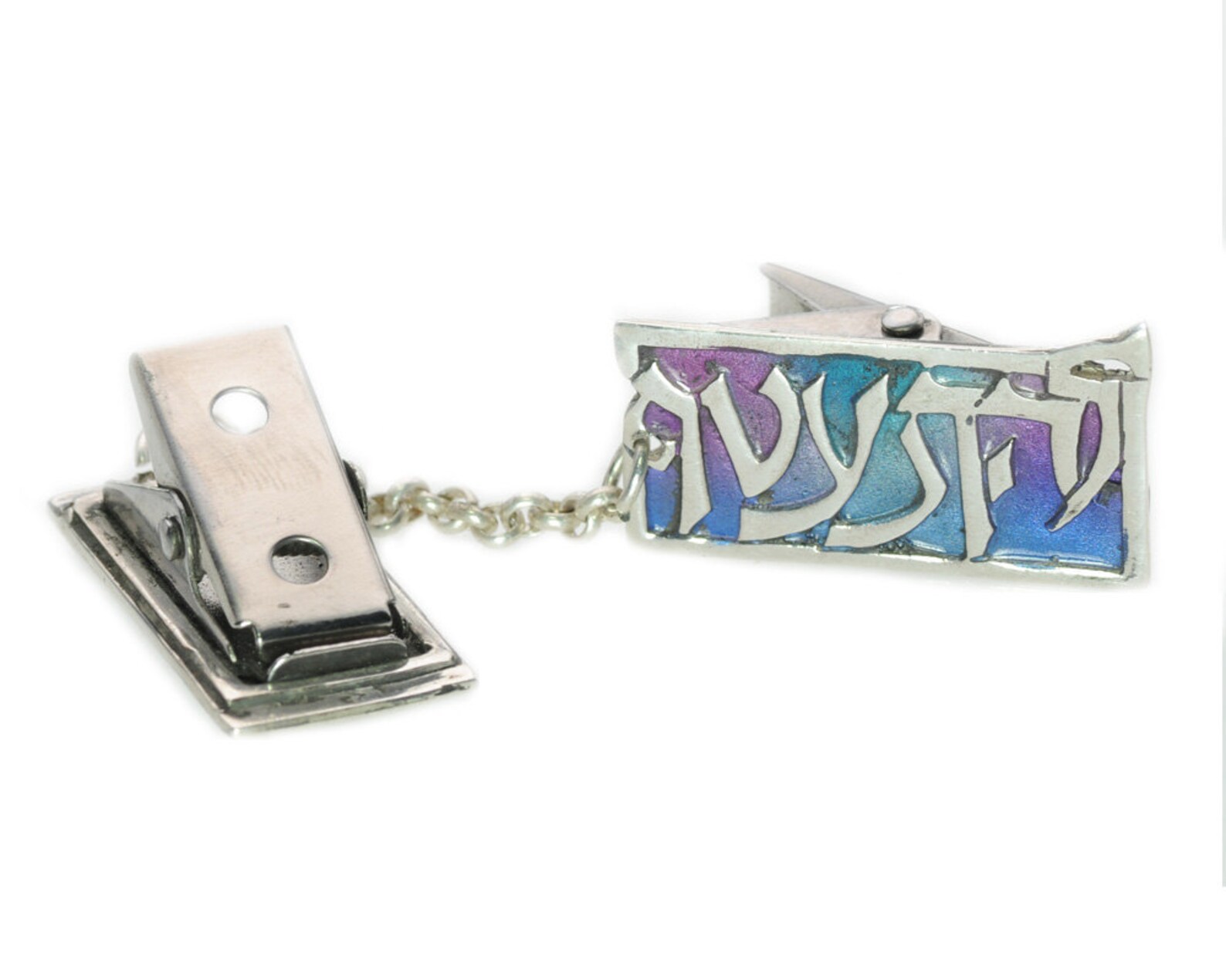 Watercolor Tallit Clips in Sterling Silver Colorful Enamel | Etsy