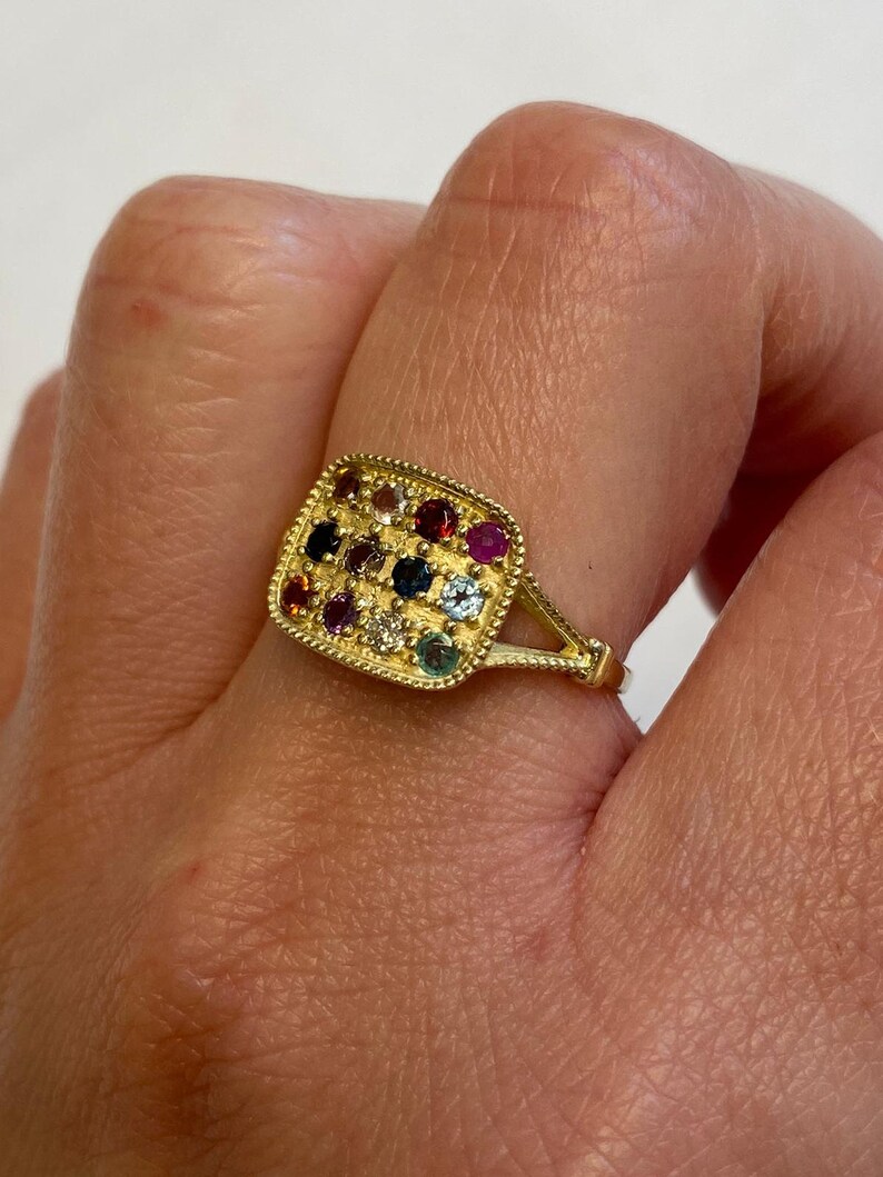 Gold Choshen Ring, 14k Gold Slender Hoshen Signet Ring, 14k Yellow Gold ...