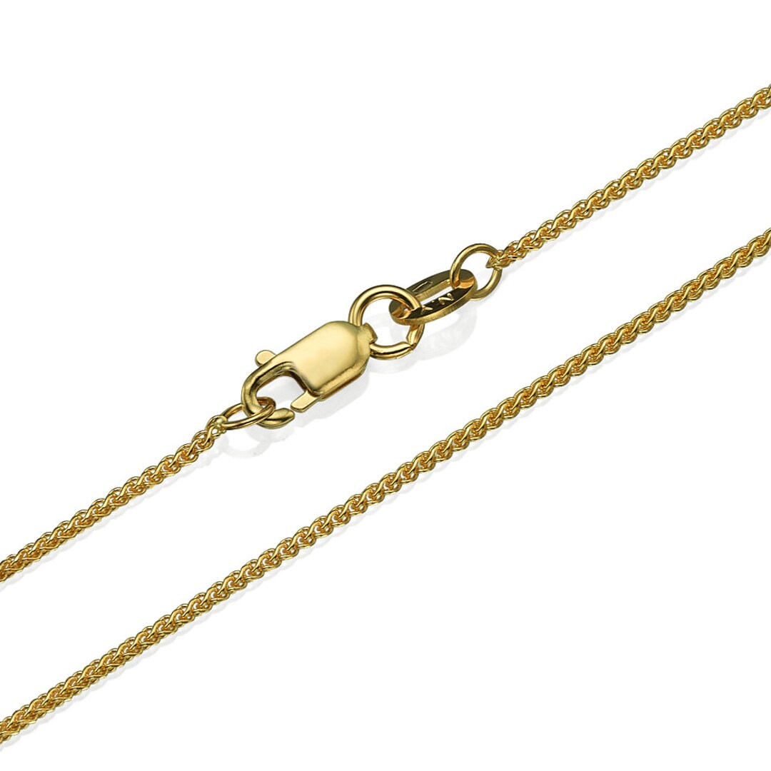 14k Gold Chain 1.1mm, 14K Yellow Gold Round Spiga Chain, Solid 14k Gold ...